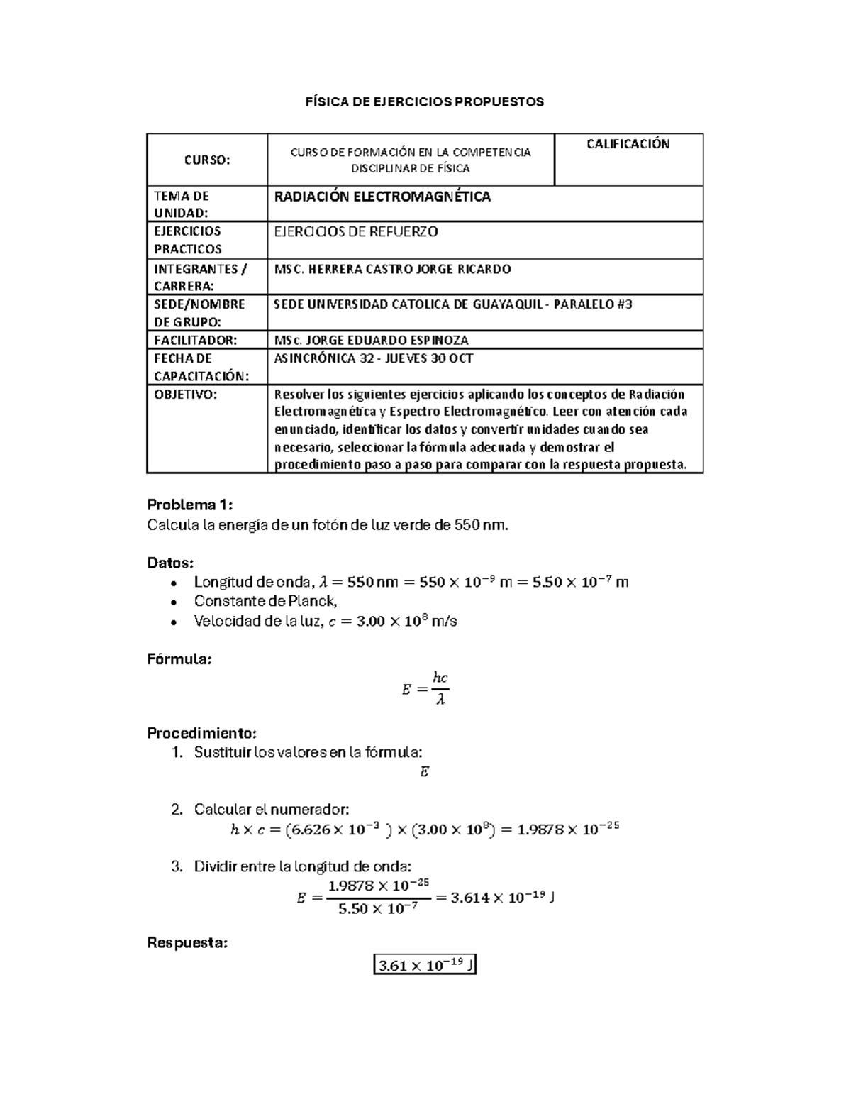 Ejercicios Propuestos de Física: Radiación Electromagnética - 2025 ...