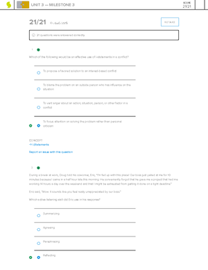 Conflict Resolution Unit 4 Milestone 4 - 1 CONCEPT → Internal and ...
