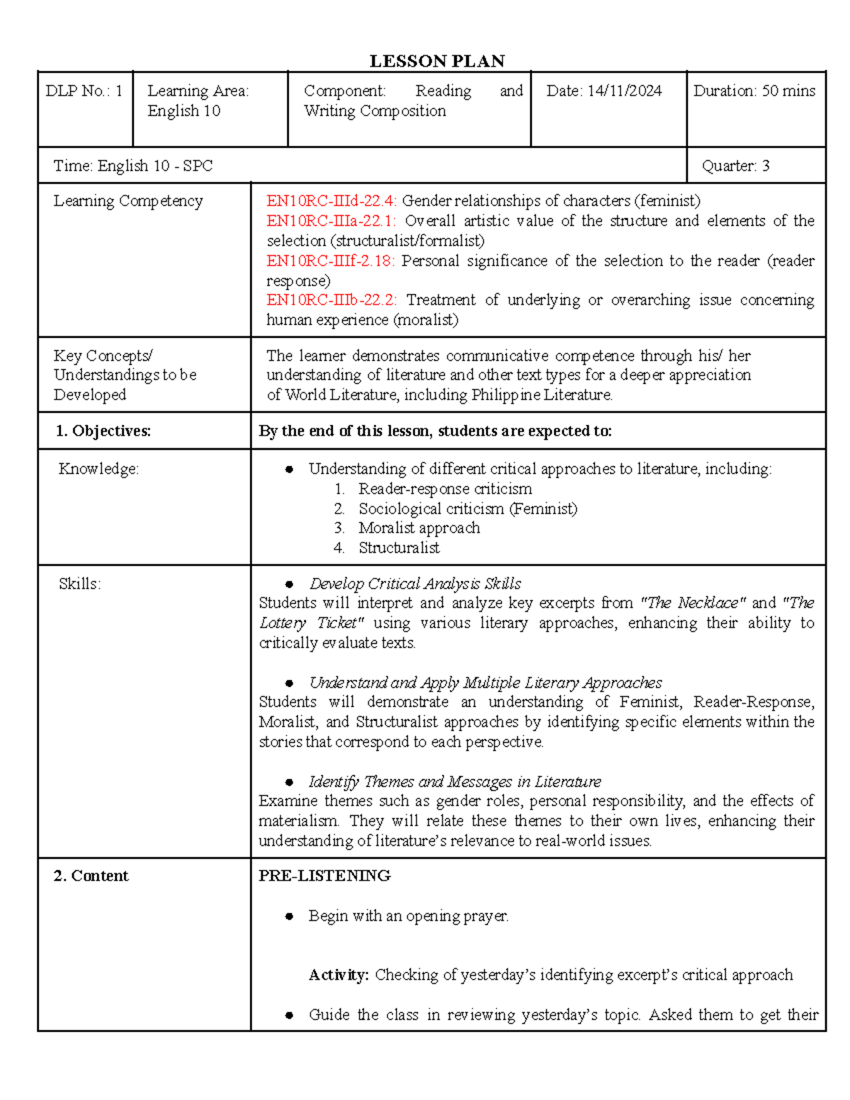 Literary Criticism - Just sharing my lp here. - LESSON PLAN DLP No.: 1 ...