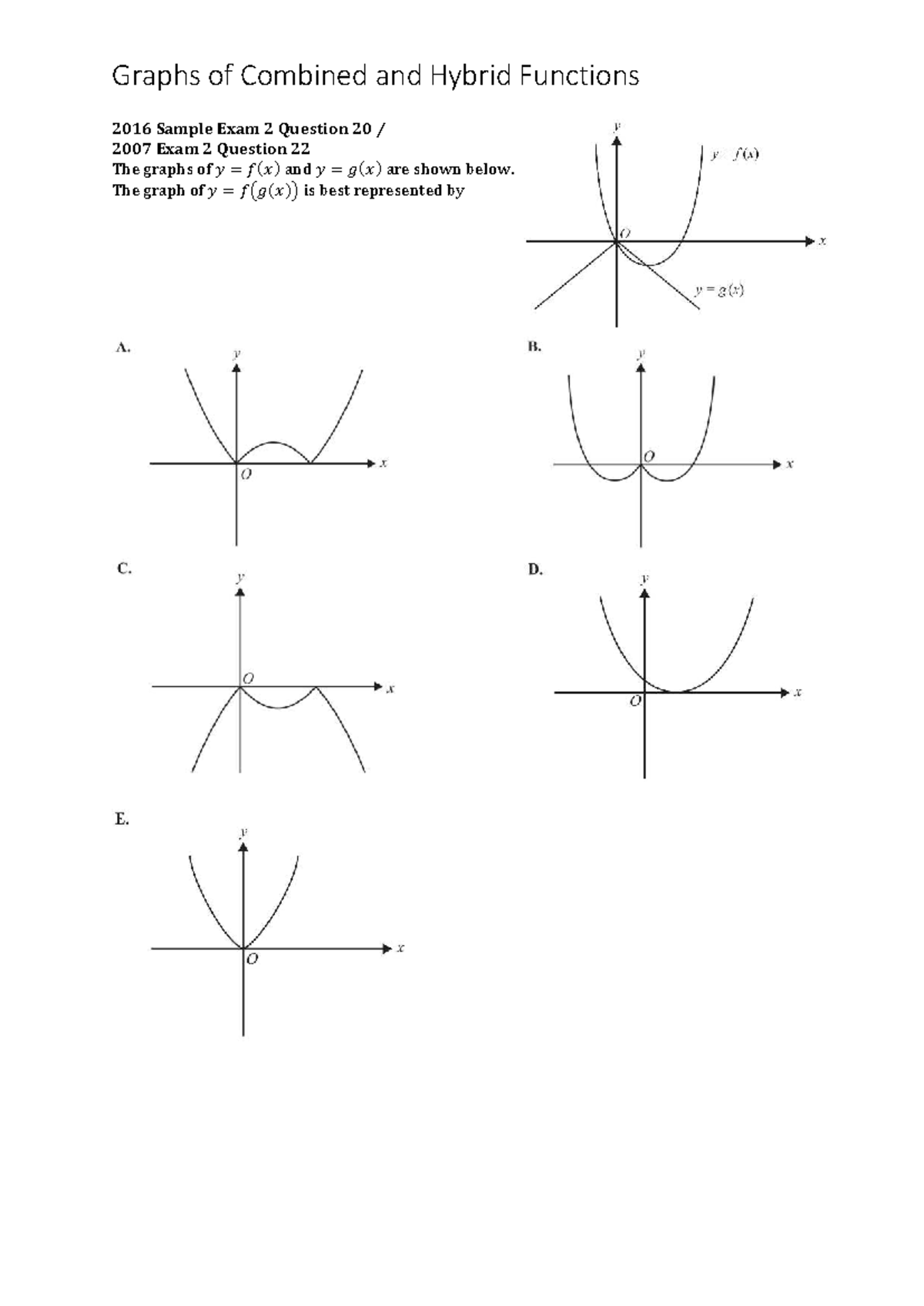 Graphs of Combined & Hybrid Functions: 2016-2021 Exam Questions - Studocu