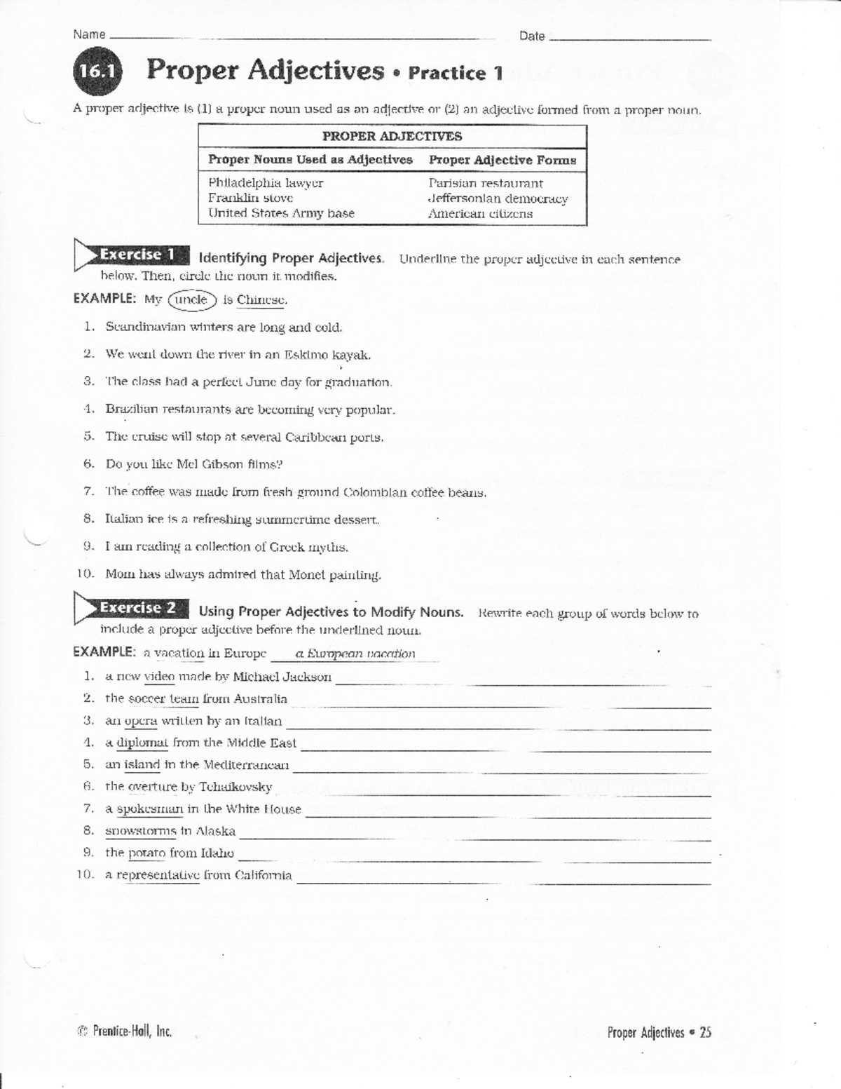 Proper Adjectives Worksheets English Safari Adjectives' Worksheets