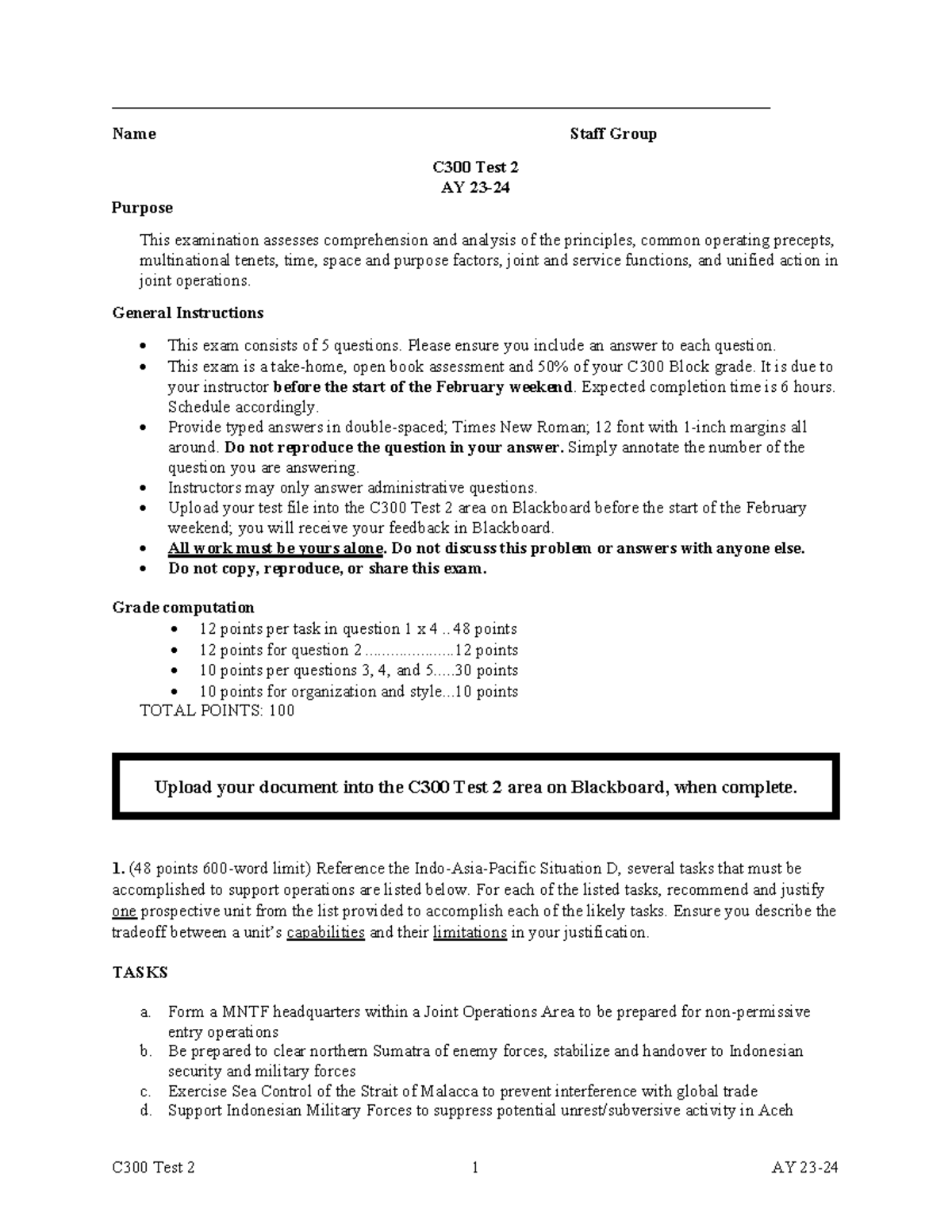 C300 Test 2: Joint Operations Assessment in the Indo-Asia-Pacific - Studocu
