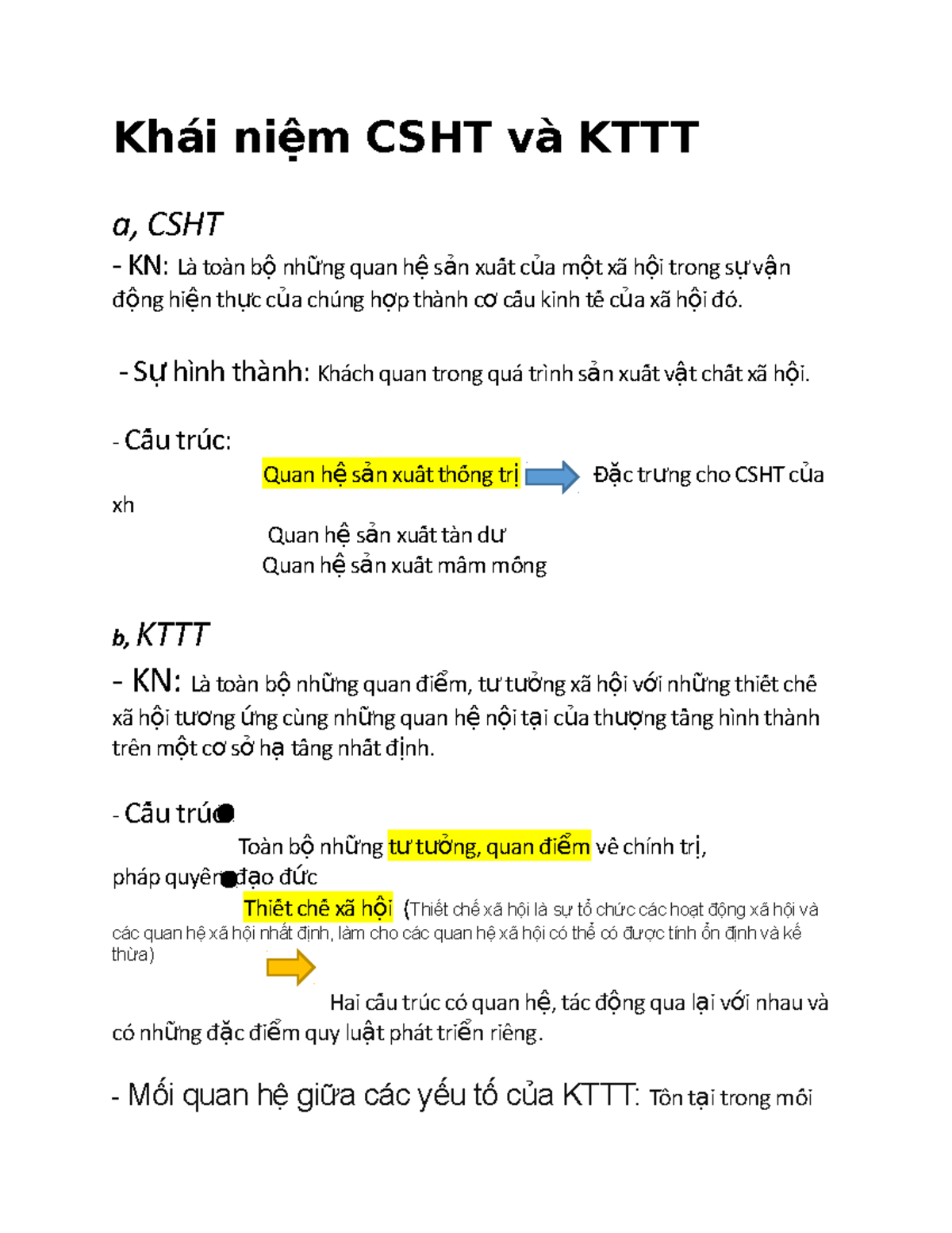 Khái niệm CSHT và KTTT - hoàn thành tốt - Khái niệm CSHT và KTTT a, CSHT - KN: Là toàn b ộ nh ng ...