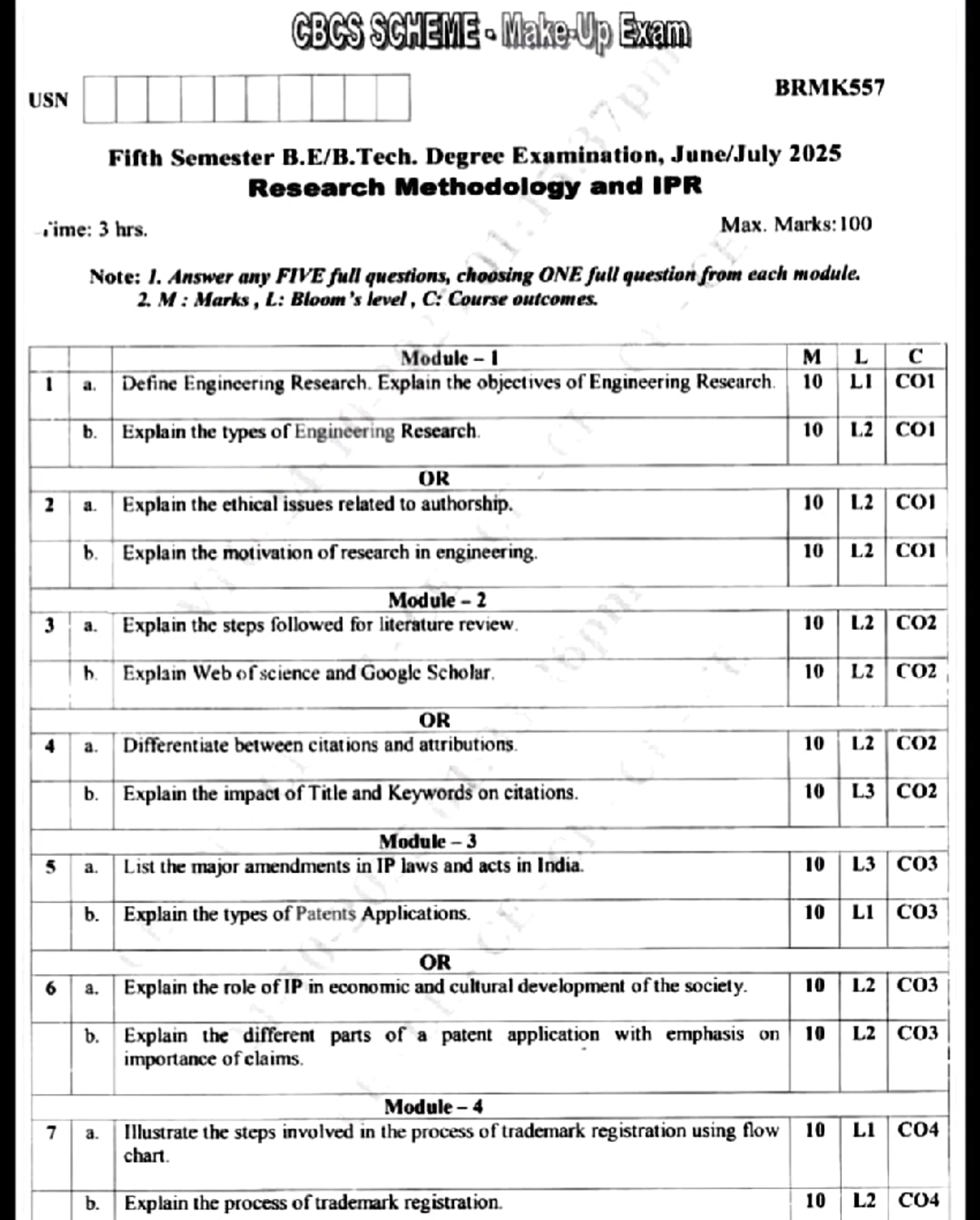 BRMK557 Research Methodology & IPR Previous Year QP Collection - Studocu