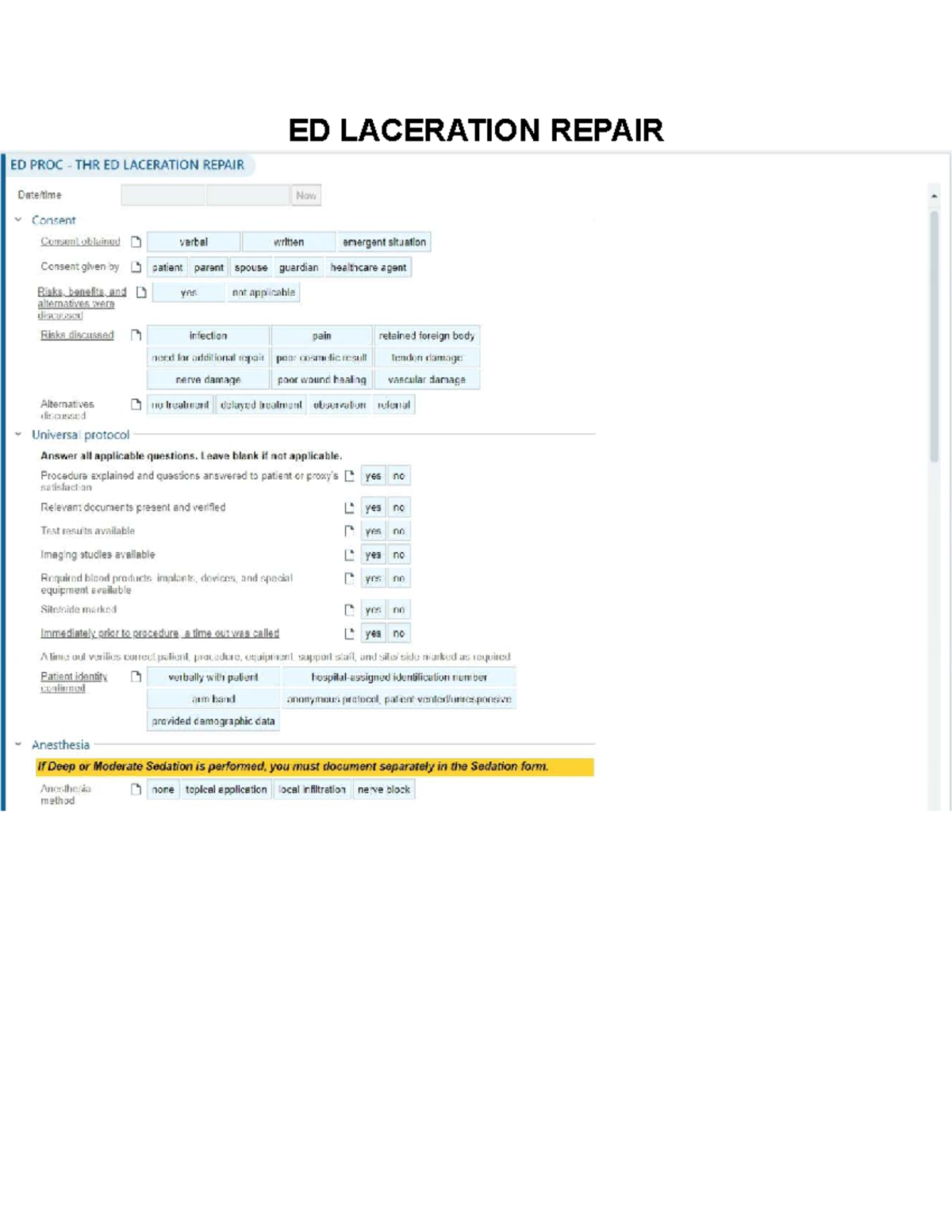 ED Laceration Repair Procedure Consent and Details - Studocu