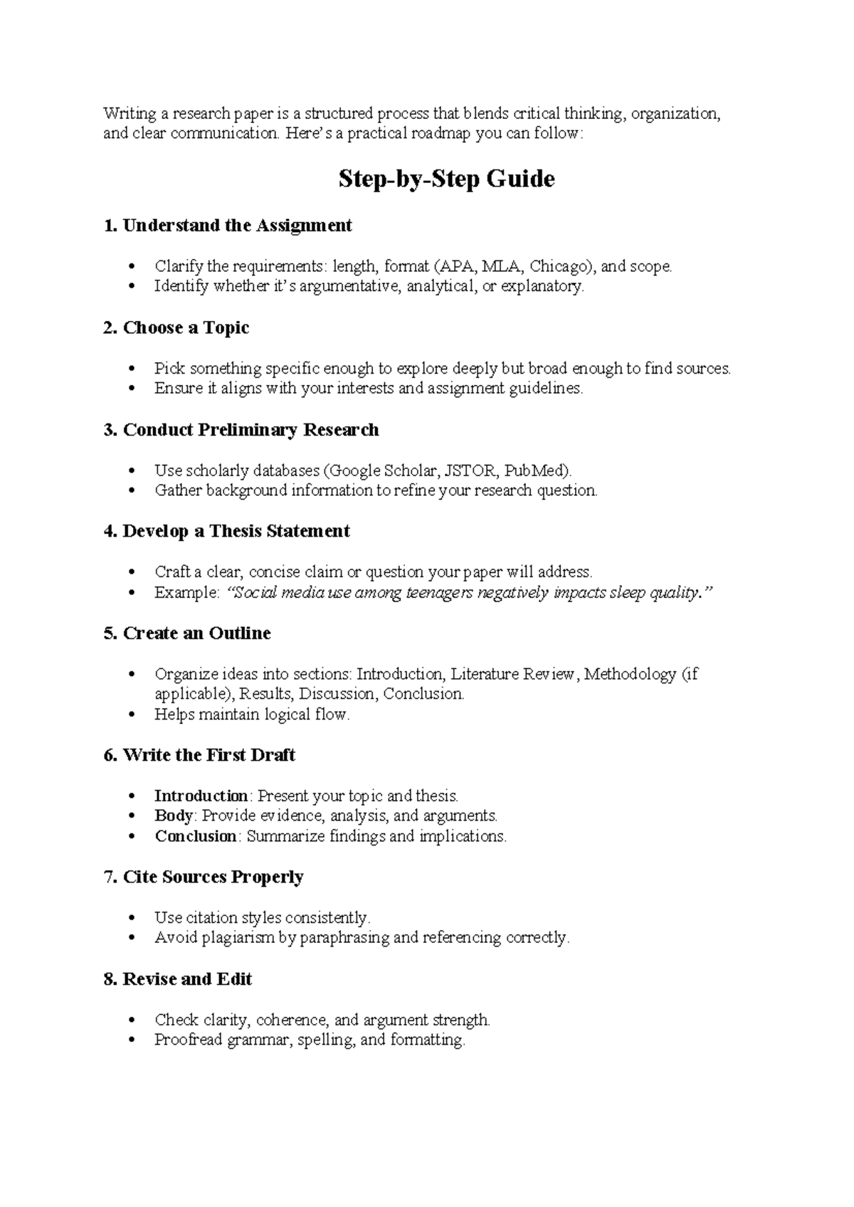 Guide to Writing a Research Paper: Steps & Tips for Success - Studocu