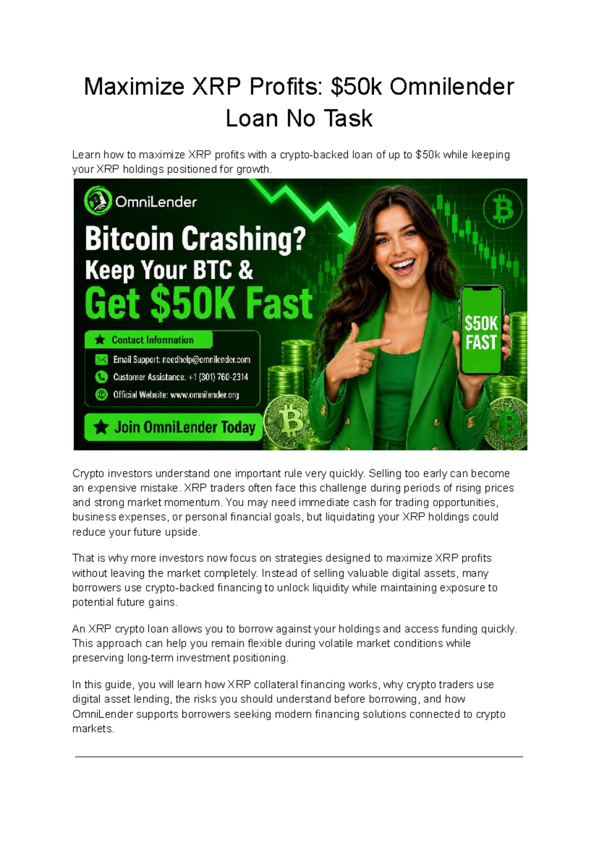 Maximize XRP Profits with $50k Omnilender Loan Strategies - Studocu