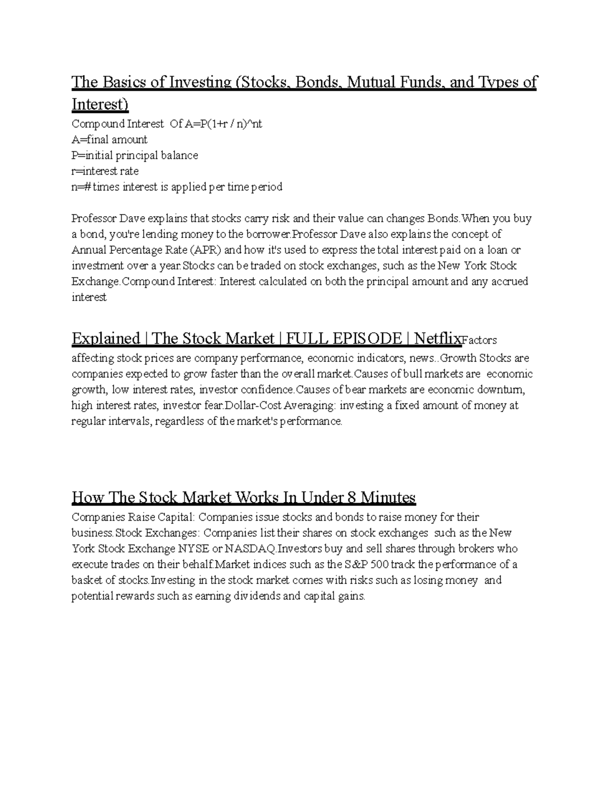 Basic Of Investing - stocks, bonds, mutual funds, types of interests ...