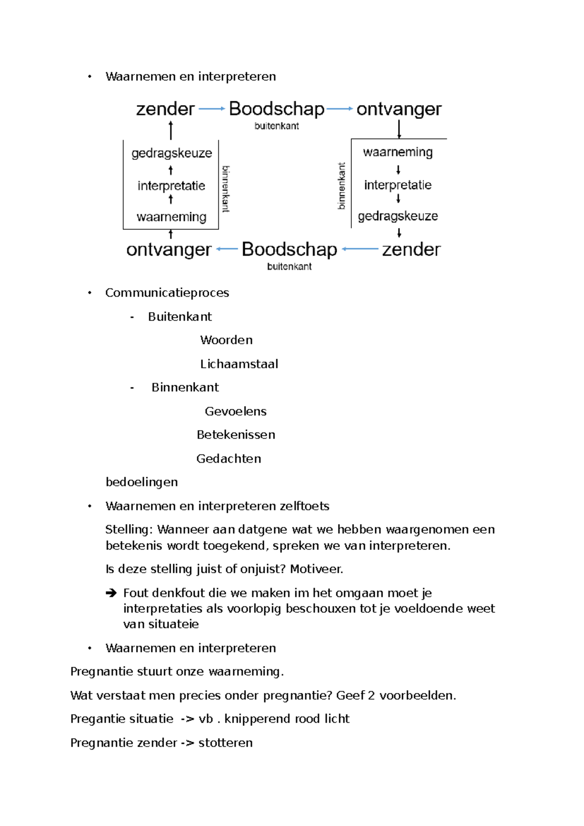 Pedagogie Hfst 1 - Samenvatting en Oefeningen Waarnemen en ...