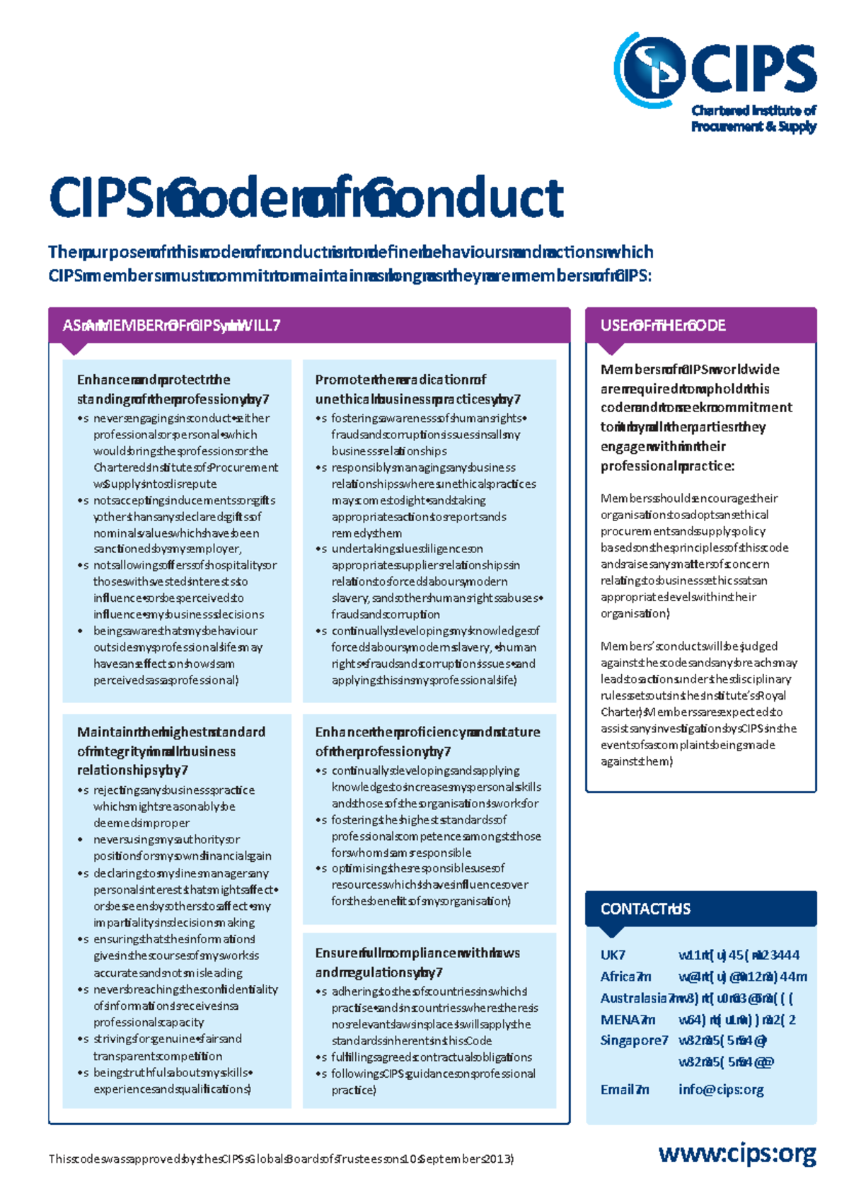 CIPS Code of Conduct: Upholding Ethical Standards in Procurement - Studocu