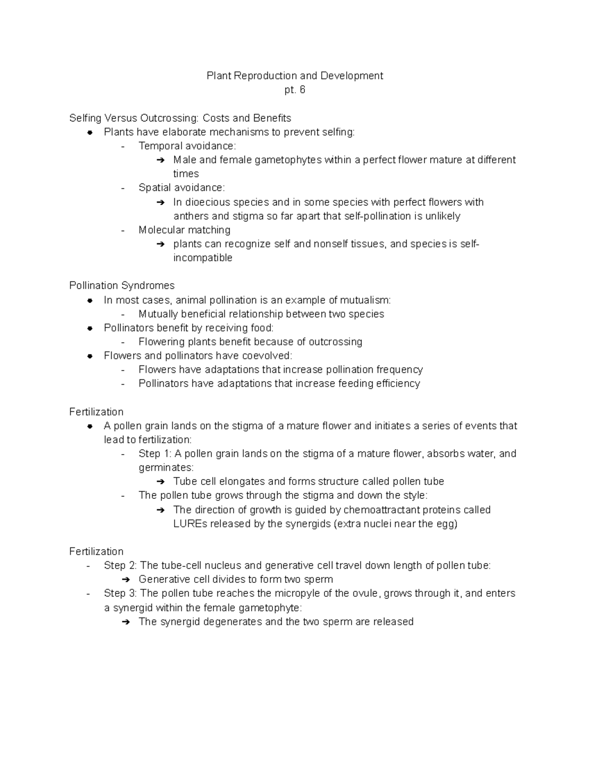 Plant Reproduction and Development pt. 6 - 6 Selfing Versus Outcrossing ...