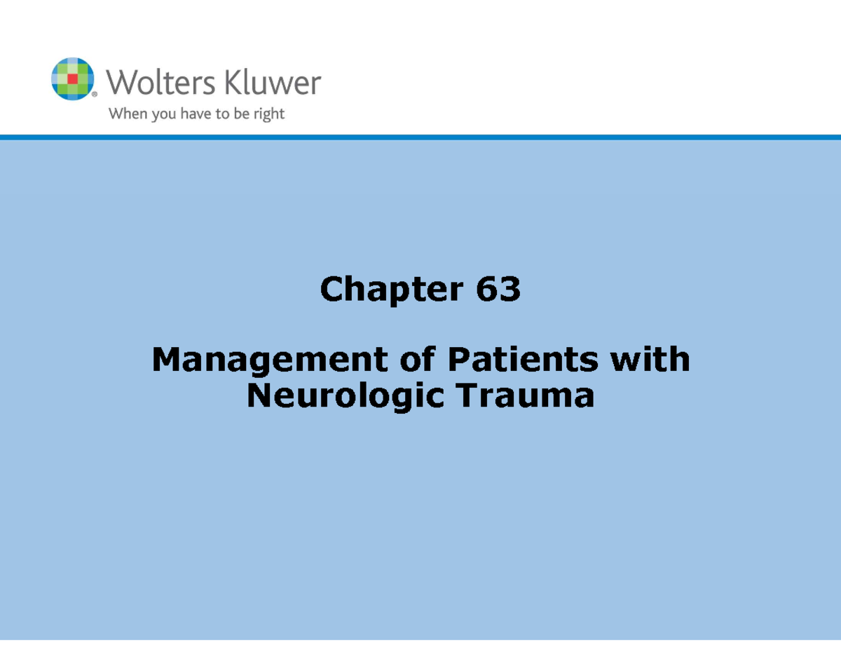 Module 2: Chapter 63 Management of Neuro Trauma Patients - Studocu