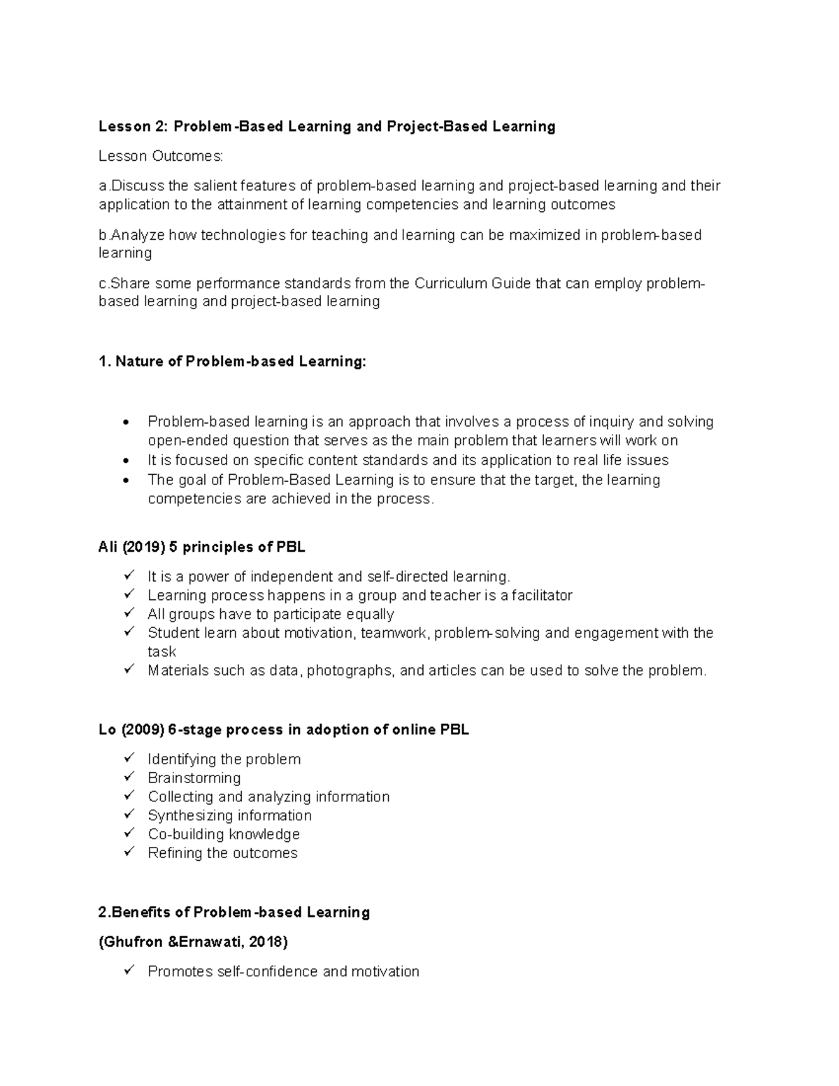 UNIT4 Problem Based AND Learning Based - Lesson 2: Problem-Based Learning and Project-Based ...