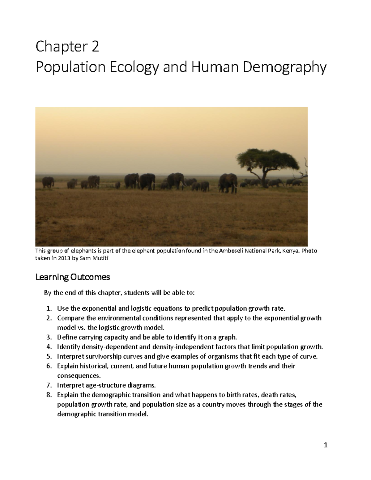Chapter 2: Population Ecology & Human Demography - Key Concepts & Models - Studocu
