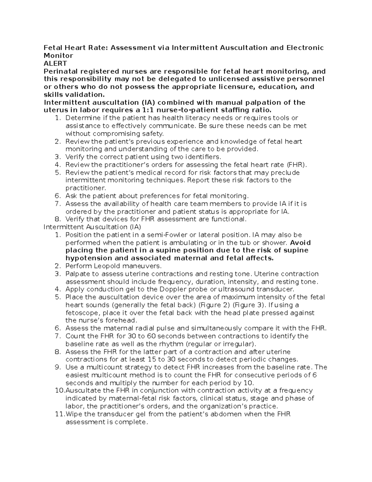 FHR Assessment: Intermittent Auscultation & Electronic Monitoring ...