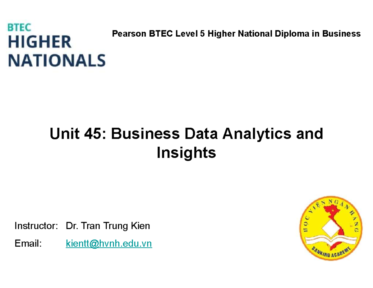 BTEC Level 5 HND Business Unit 45: Business Data Analytics Insights ...