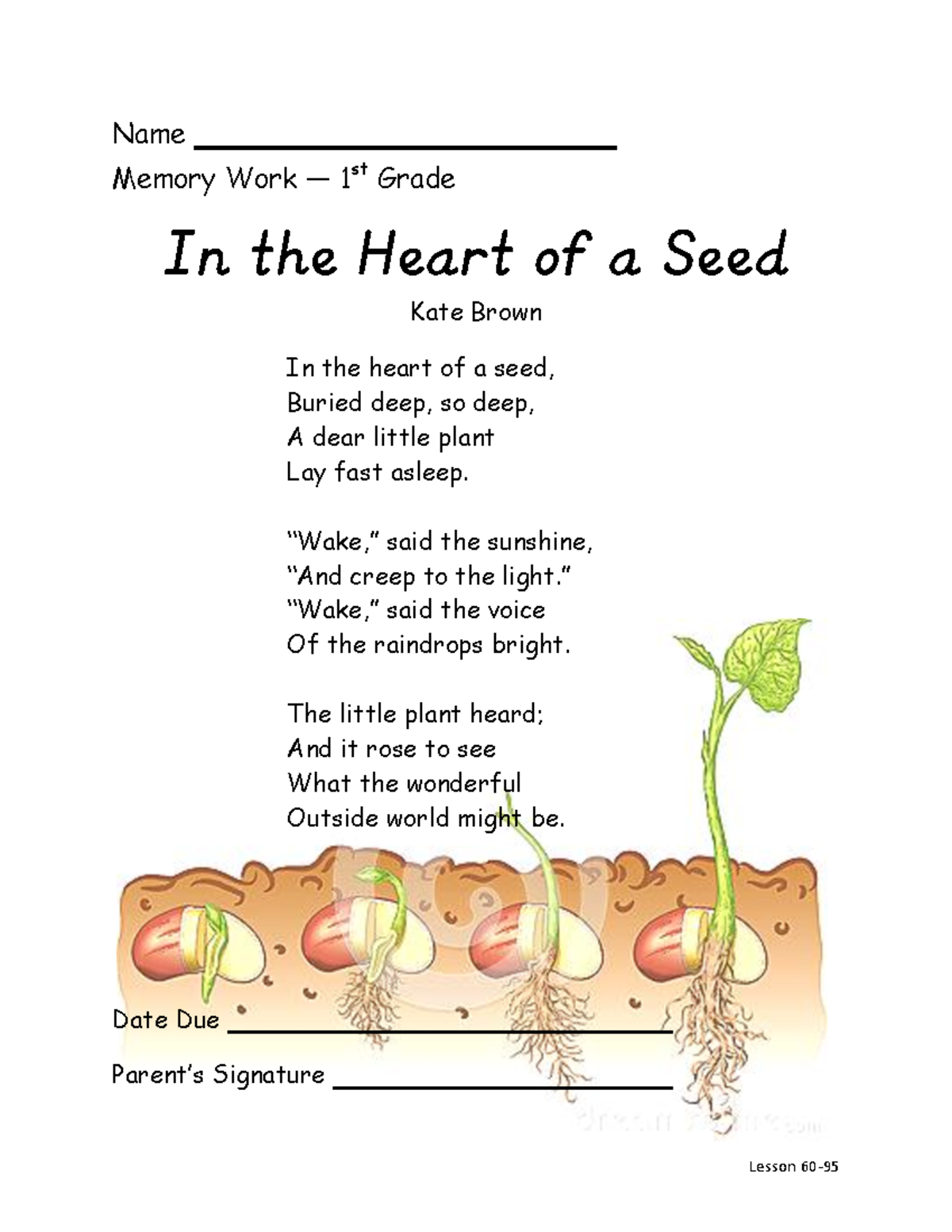Poem 5 In the Heart of a Seed - Education - Lesson 60- Name Memory Work ...