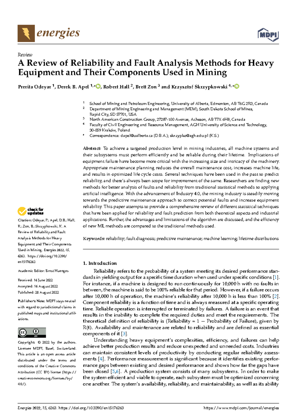 Review Of Reliability And Fault Analysis Methods For Mining Equipment