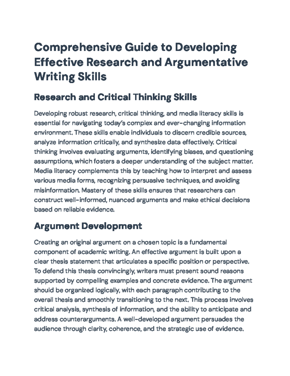 Comprehensive Guide to Research & Argumentative Writing Skills (ENG 101 ...