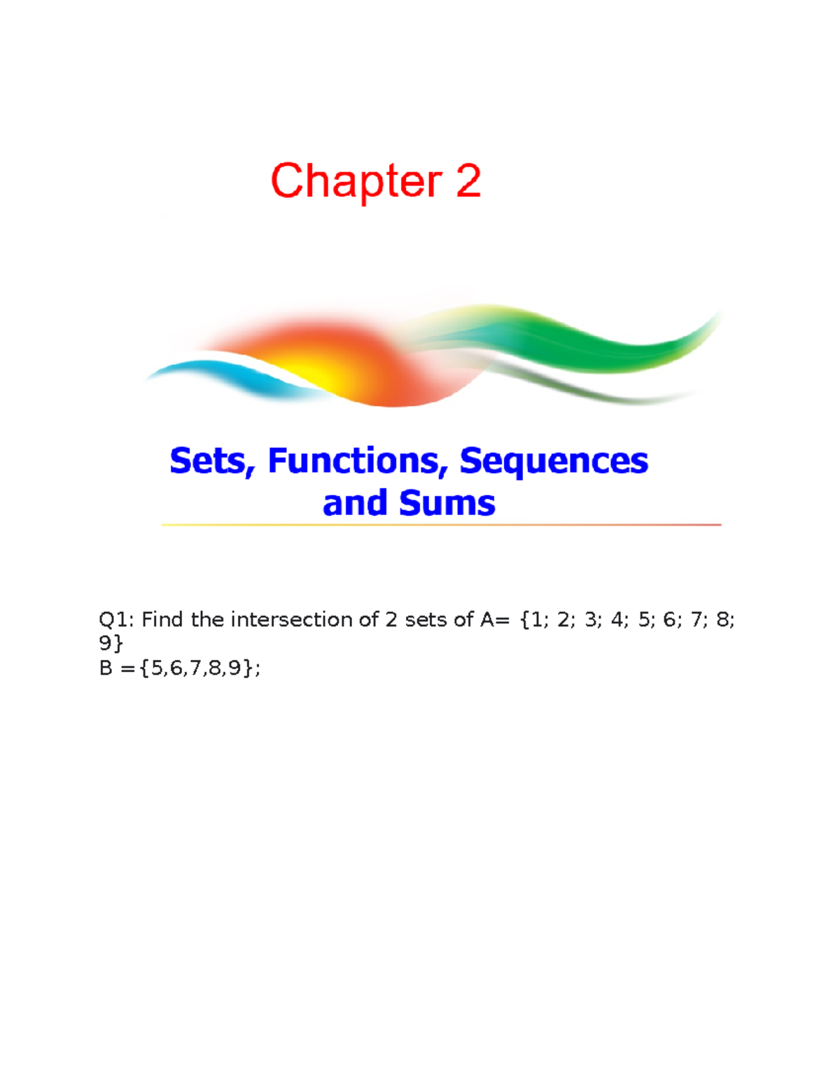 MAD Day 5 Exercises - MAD101 Set Theory & Functions - Studocu