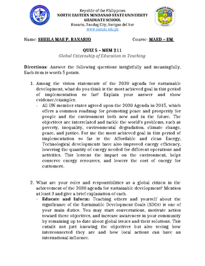 ( Activity 1 - EDUC 202) - Name: SHEILA MAE P. RANARIO Course: MAED ...