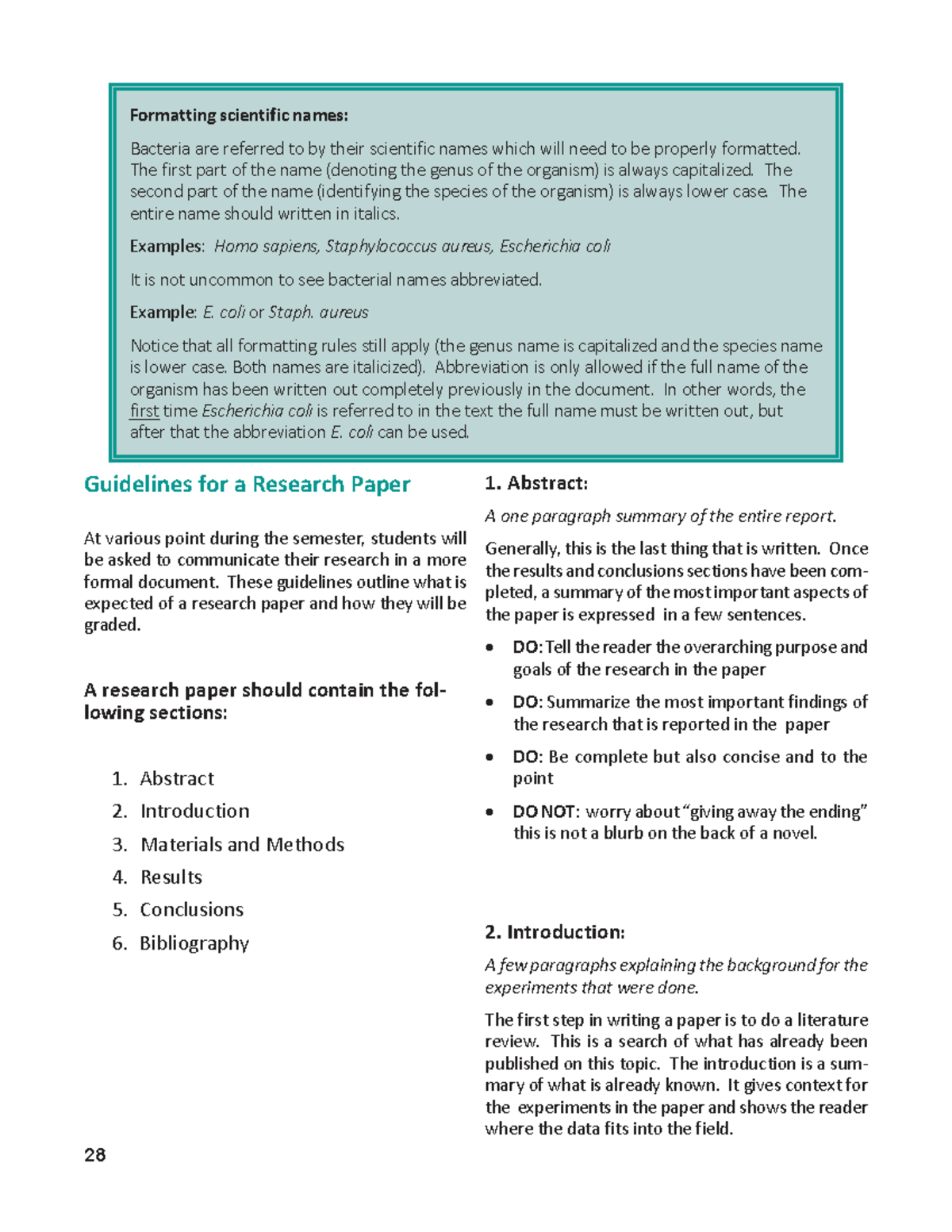 Chapter 2 - Writing a Research Paper: Formatting Scientific Names and ...