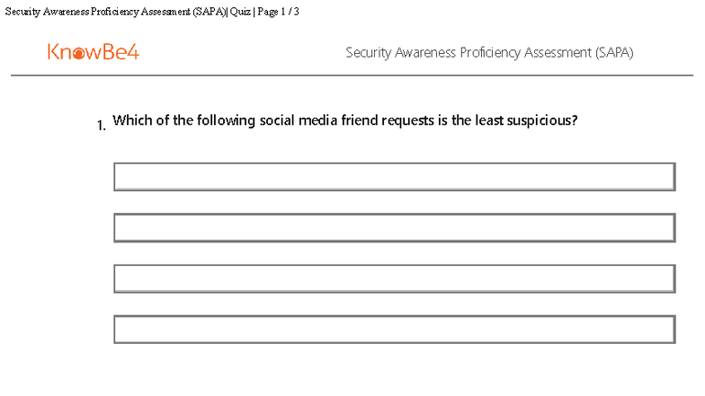 SAPA Security Awareness Proficiency Assessment Quiz - Page 1 - Studocu