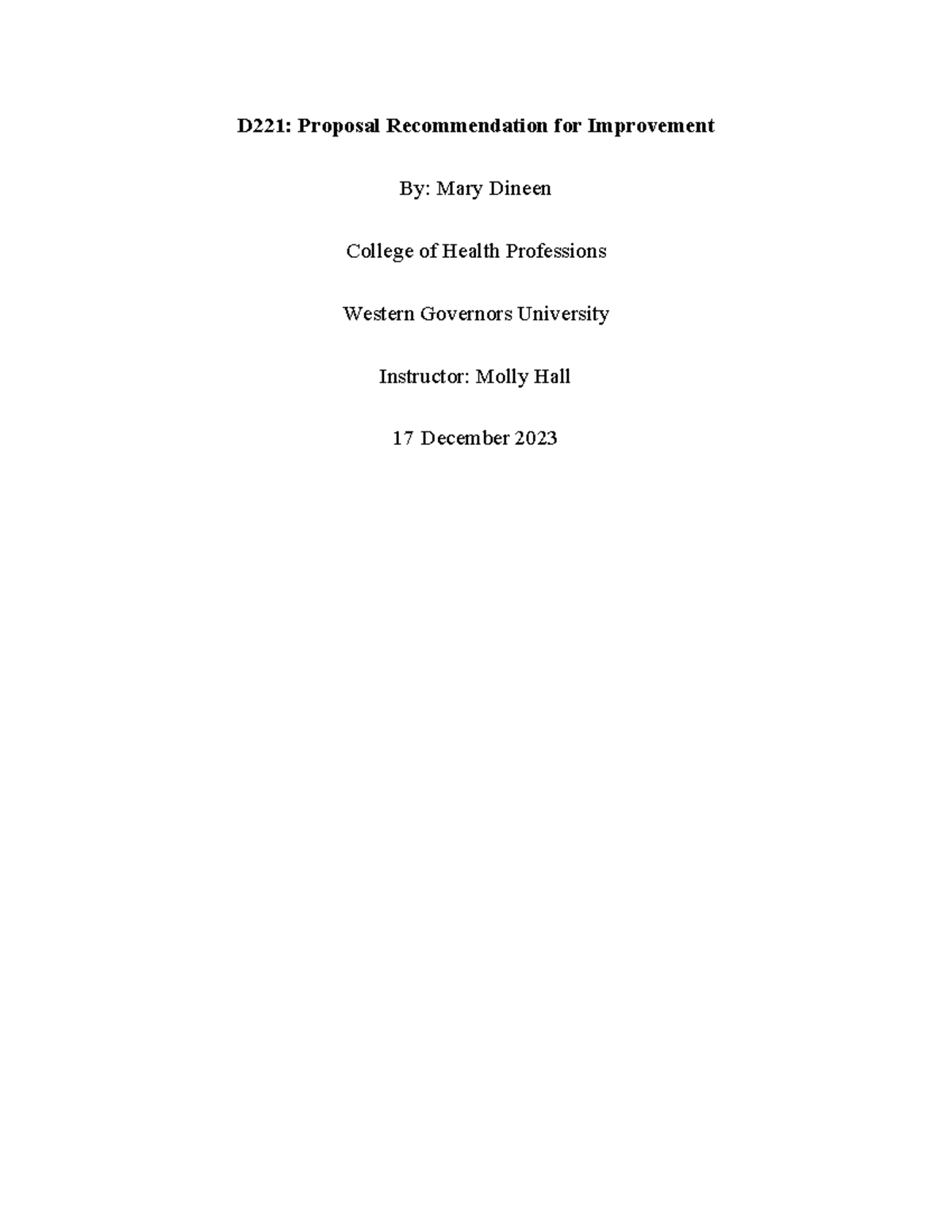 D221 - Proposal for Improving Central Line Infection Prevention - Studocu