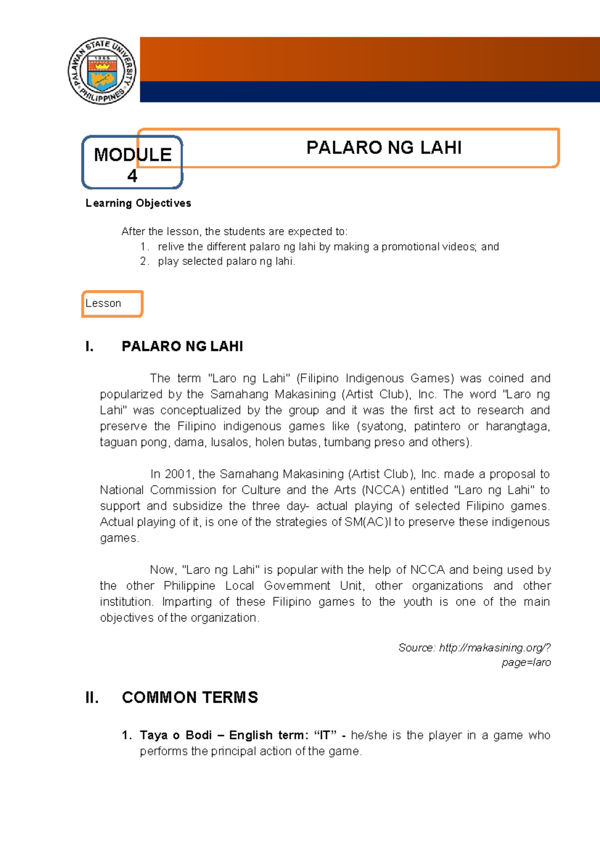 Pathfit 4 Module 4: Exploring Filipino Indigenous Games - Studocu