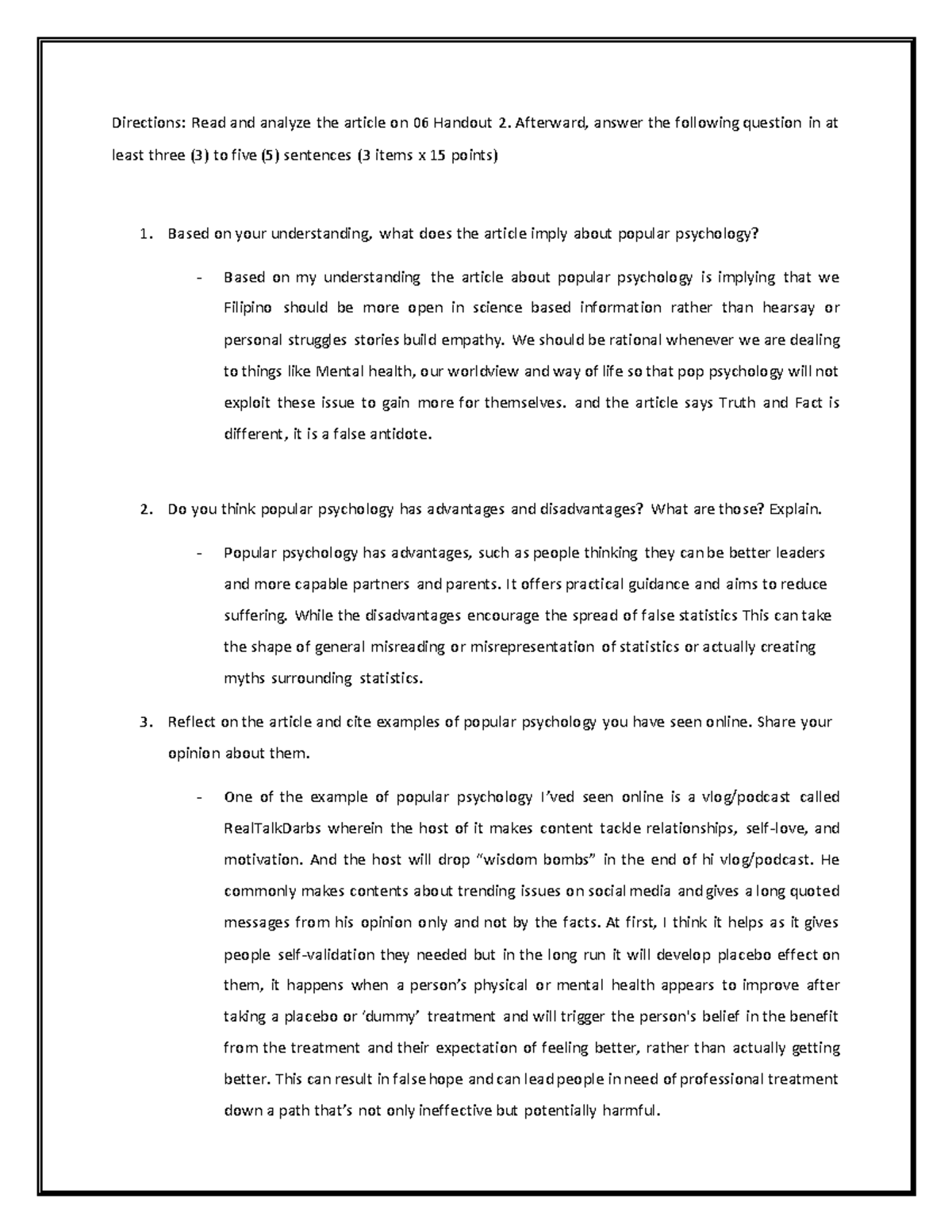 06 Worksheet 1 Popculture - Directions: Read and analyze the article on ...