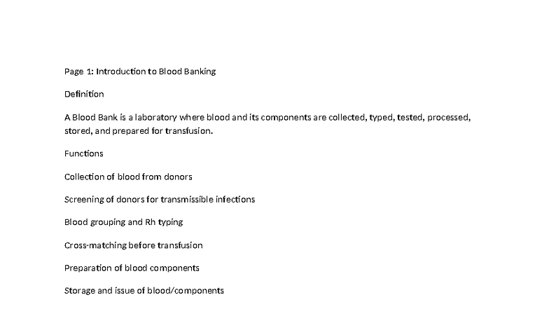 Blood Banking 001: Overview and Key Concepts - Studocu