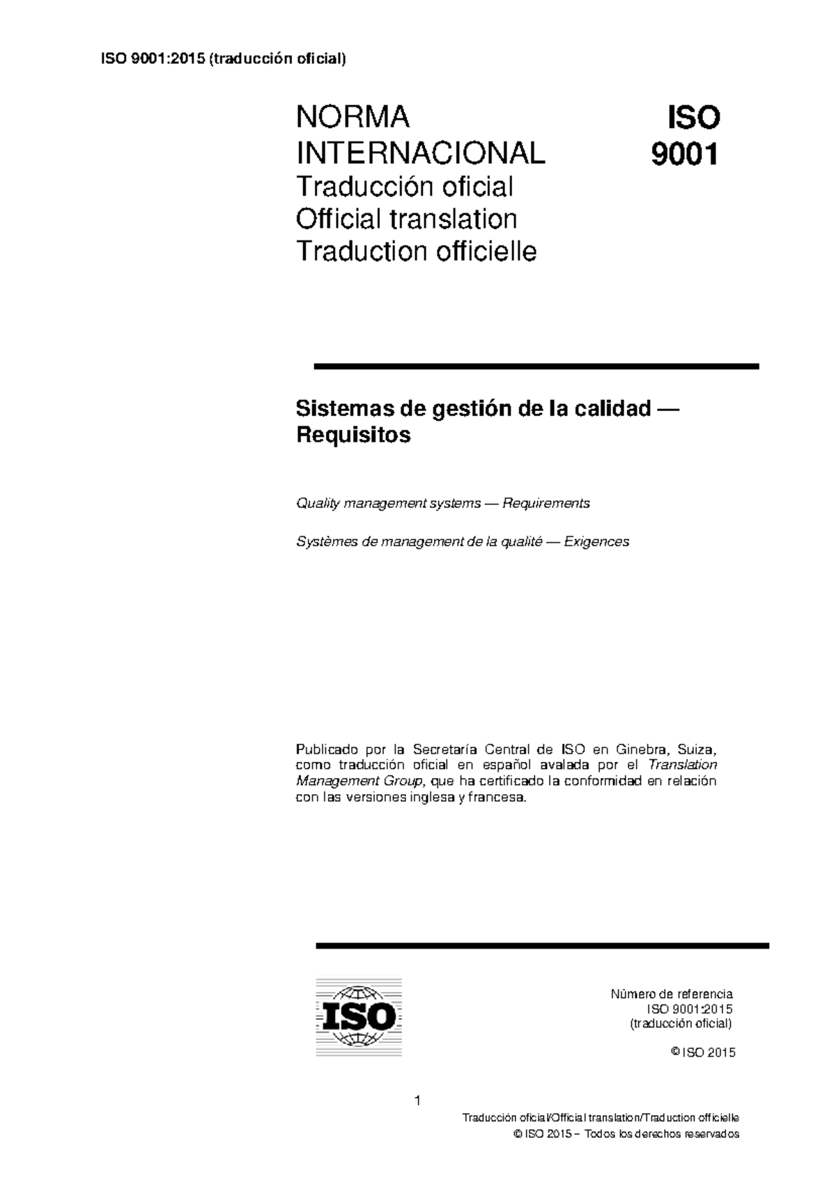 Uni5 act6 nor int iso 900 - 1 Traducción oficial/Official translation ...