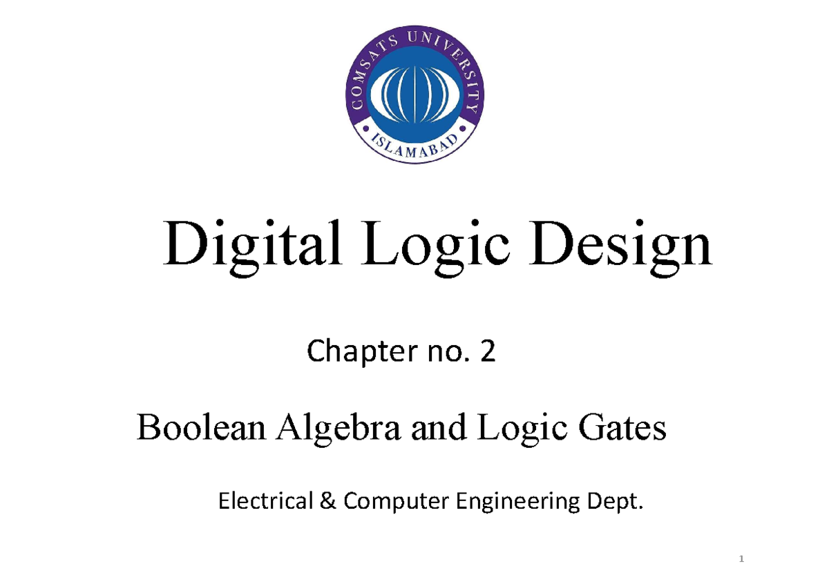 Lec 06-08 EEE240 Ch02 - Boolean Algebra & Logic Gates - Studocu