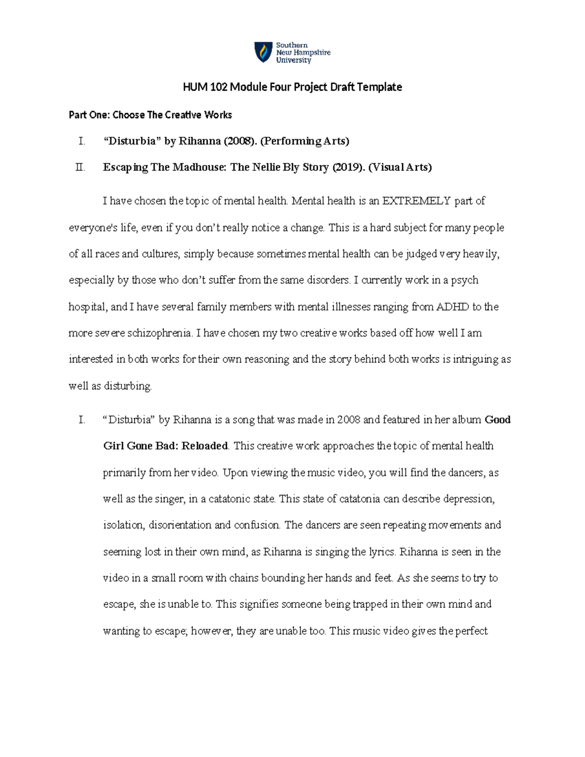 HUM 102 Module Four Project: Exploring Mental Health in Art - Studocu