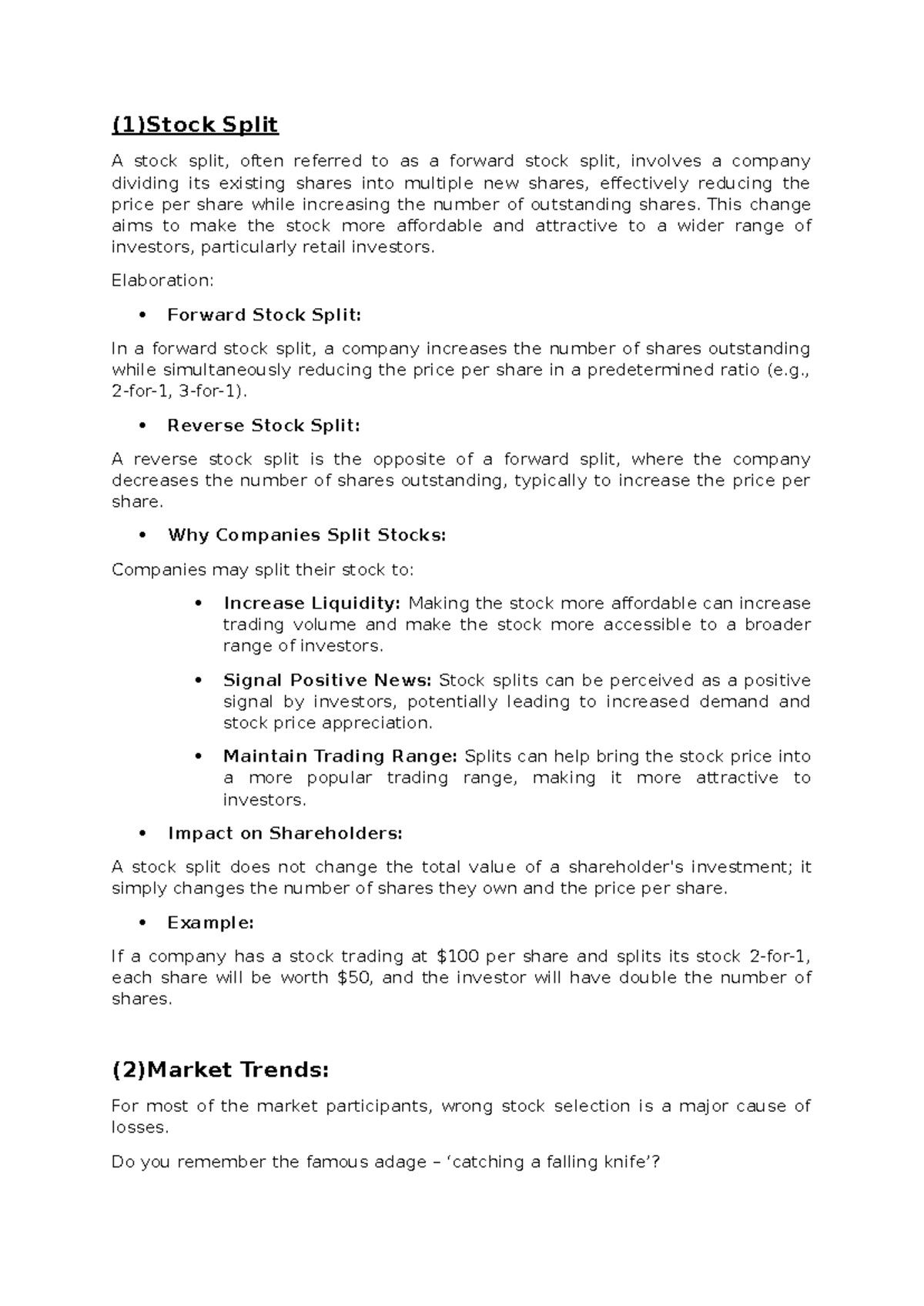Unit 2 - Stock Market Terminologies: Understanding Key Concepts - Studocu
