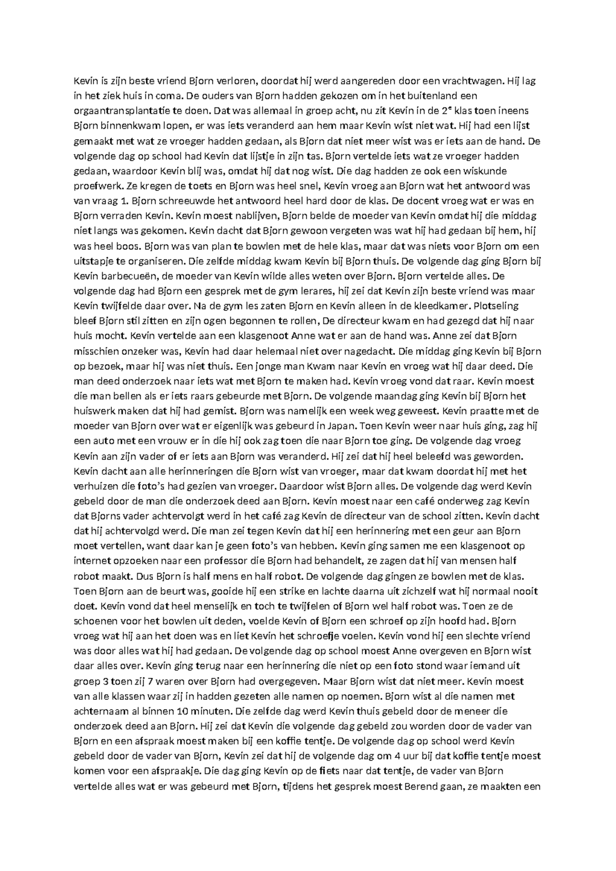 Samenvatting van het boek "Cyberboy" en de vriendschap van Kevin en ...