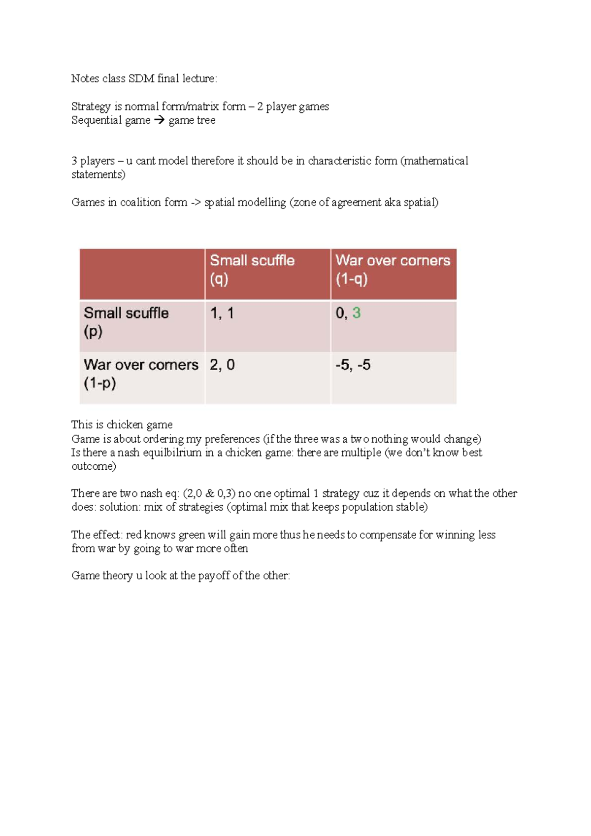 SDM 101 Final Lecture Notes: Game Theory & Cooperative Strategies ...