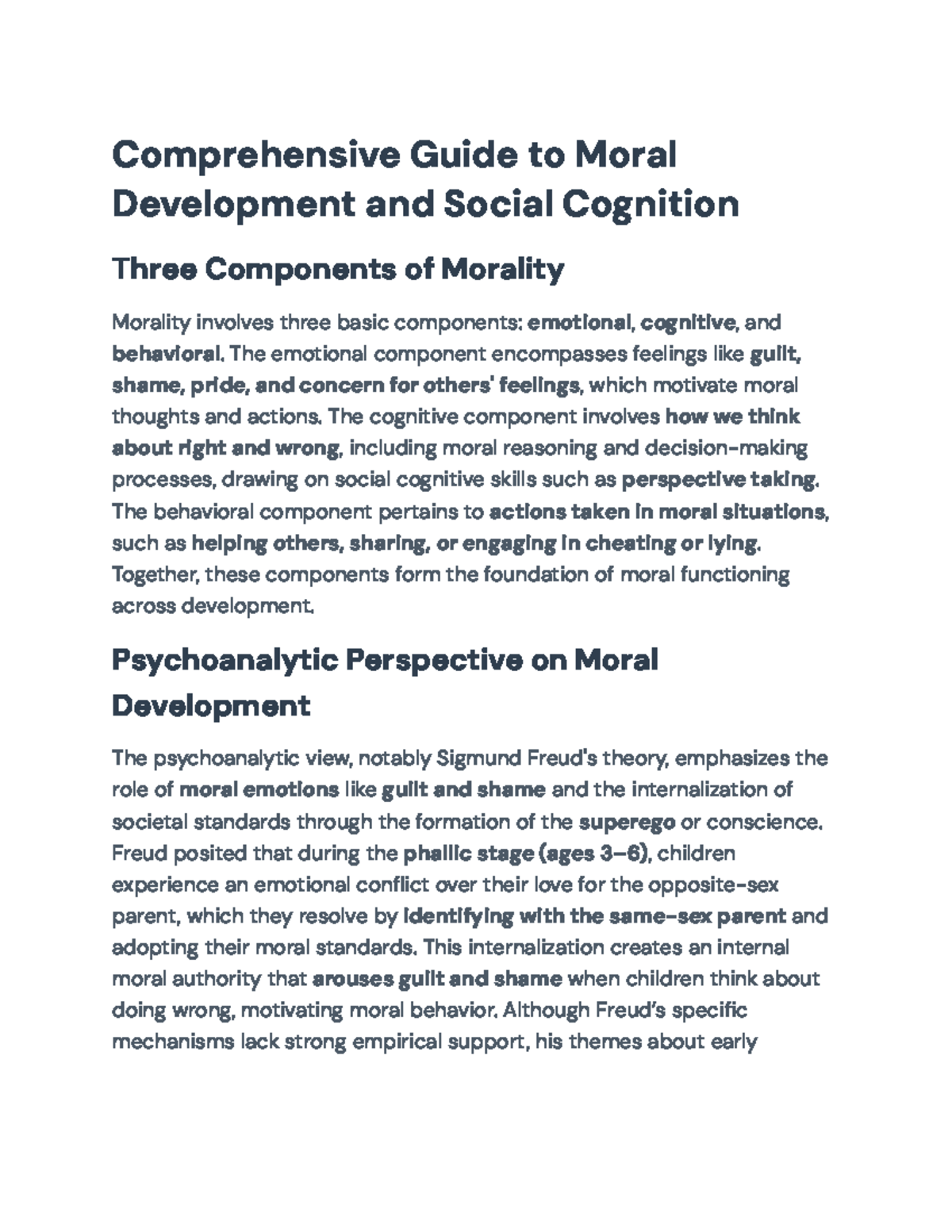 Moral Development & Social Cognition: A Comprehensive Overview - Studocu