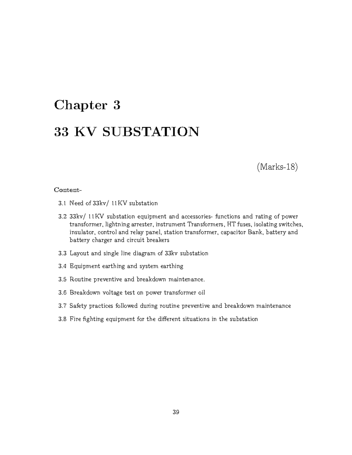 ESP Chapter 3: Overview and Functions of 33KV Substation - Studocu
