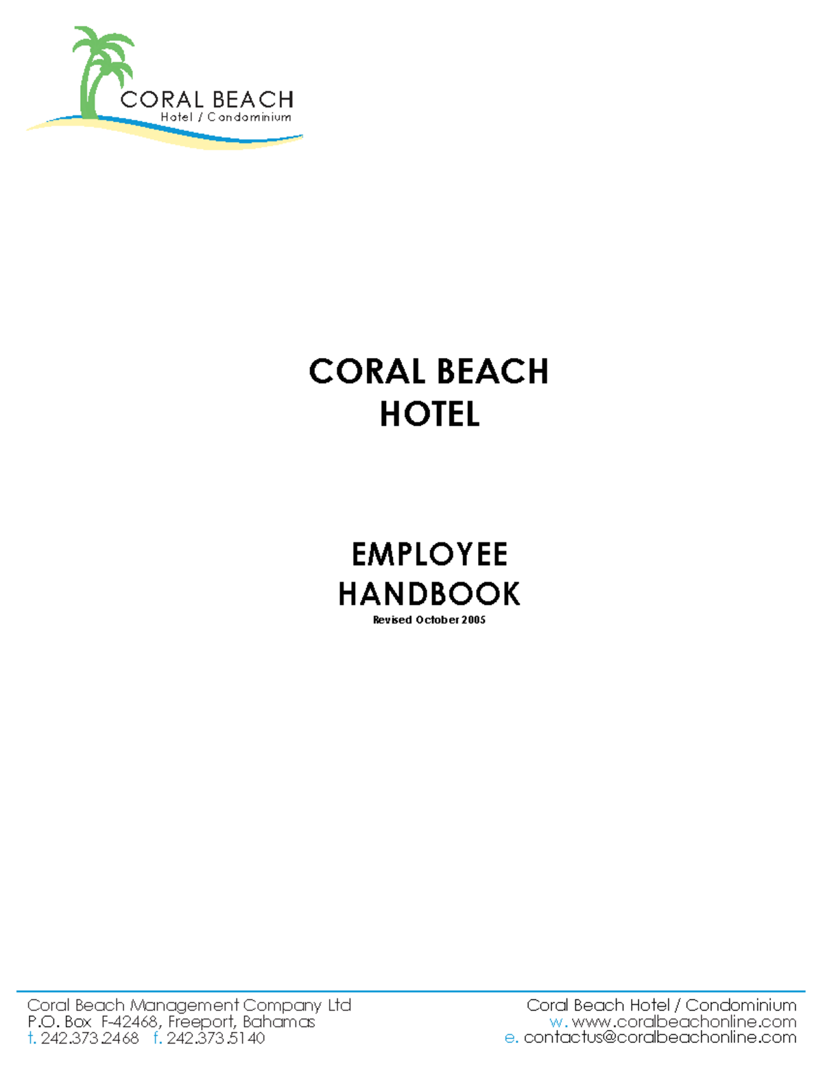 Employee Handbook for Coral Beach Hotel - Assignment Example - Studocu