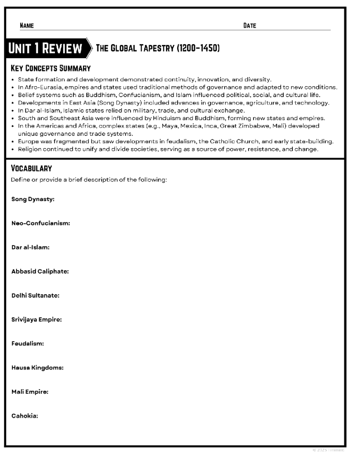 APWH UNIT 1-9 REVIEW PACKET: KEY CONCEPTS & COMPARISONS - Studocu