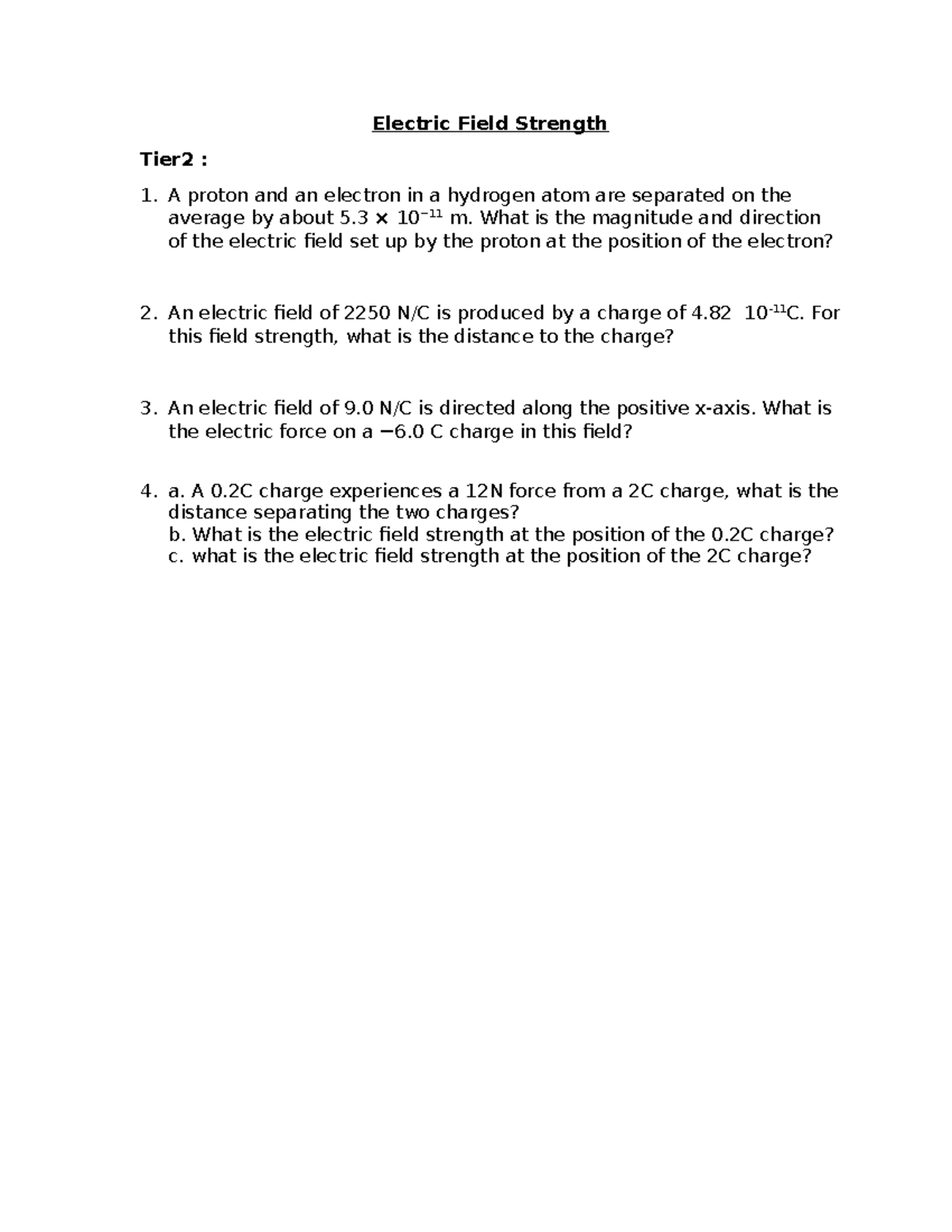 Electric Field strength Tier2 - Electric Field Strength Tier2 : A ...