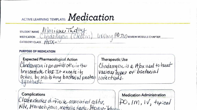 Active Learning Template: Clindamycin Medication Review Module - Studocu