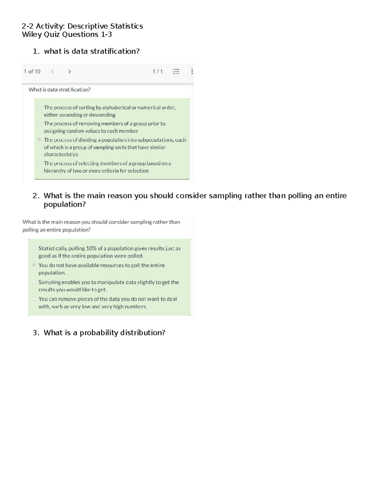 ACC430 Descriptive Statistics Wiley Quiz Q1-3 - ACC 430 - 2-2 Activity ...