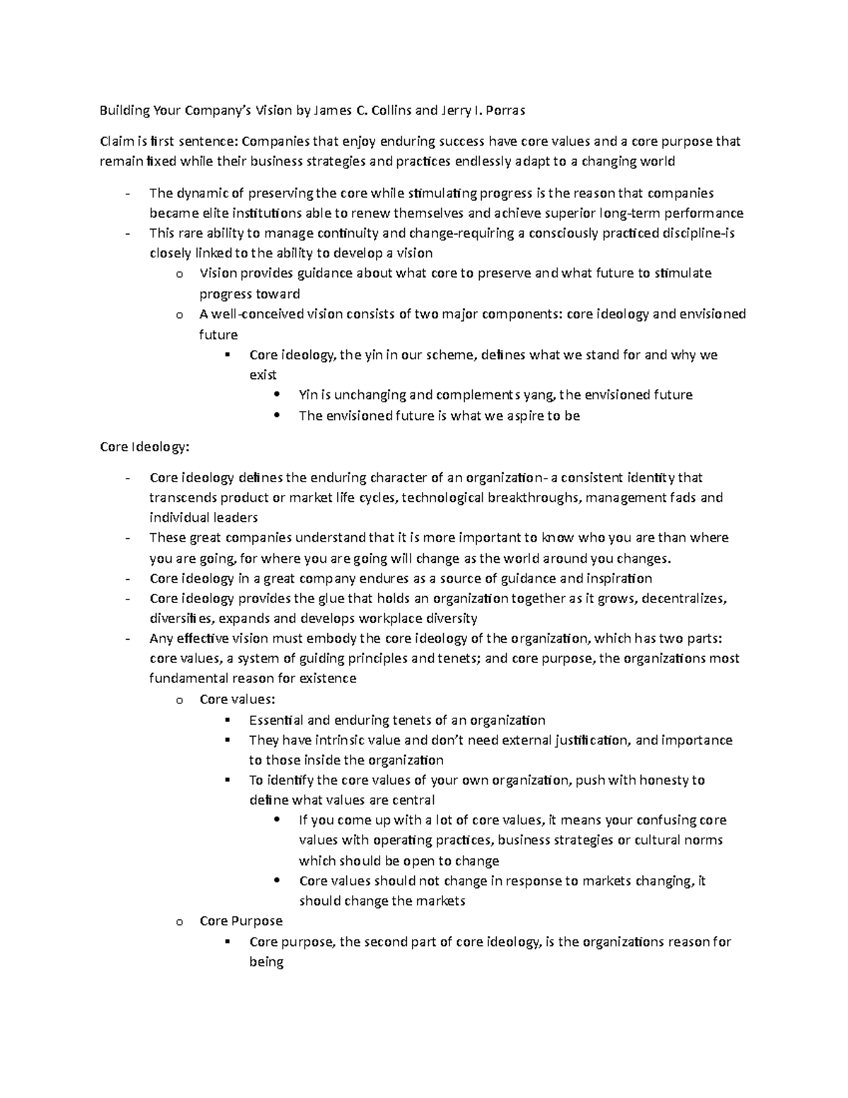Building Your Company’s Vision by James C. Collins and Jerry I. Porras ...