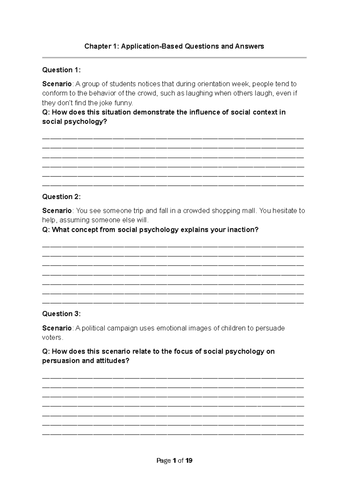 Social Psychology: Chapter Q&A on Key Concepts and Scenarios - Studocu