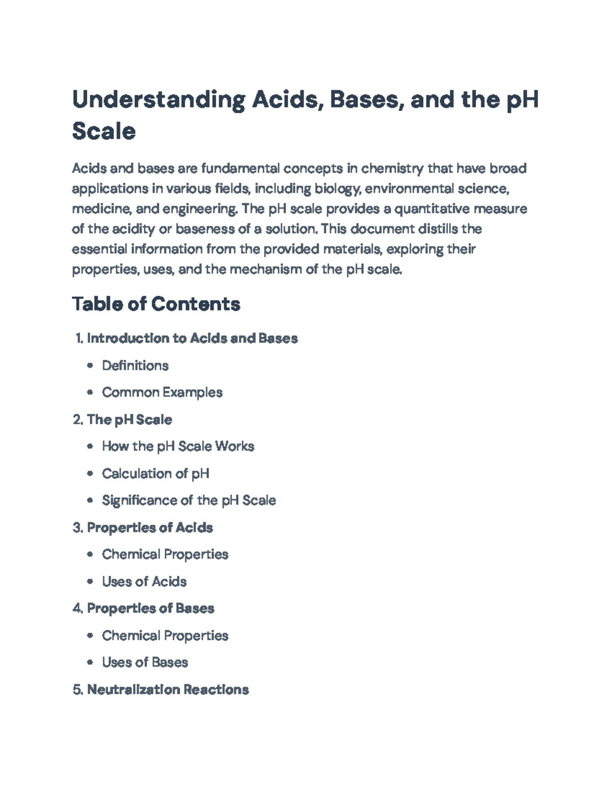 Understanding Acids, Bases, & pH Scale: Concepts & Applications for ...