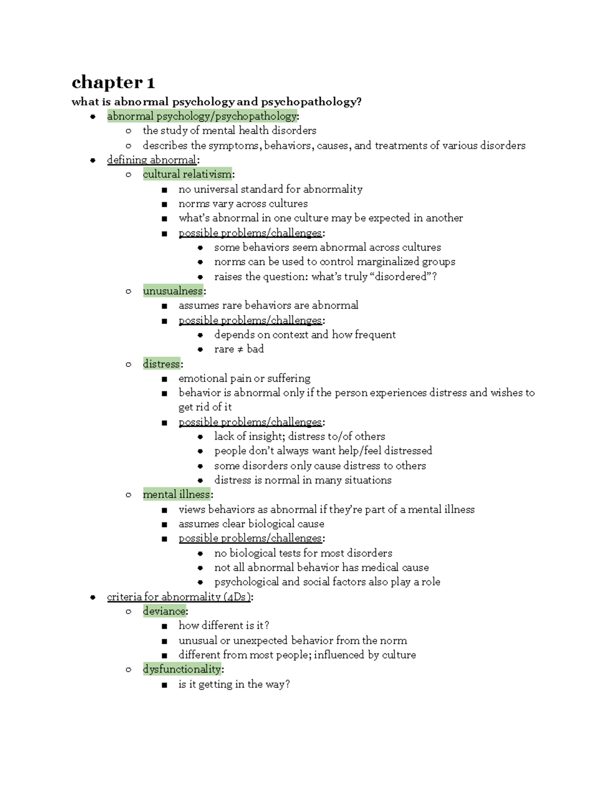 Psych Exam 1 Review: Abnormal Psychology & Psychopathology Insights ...