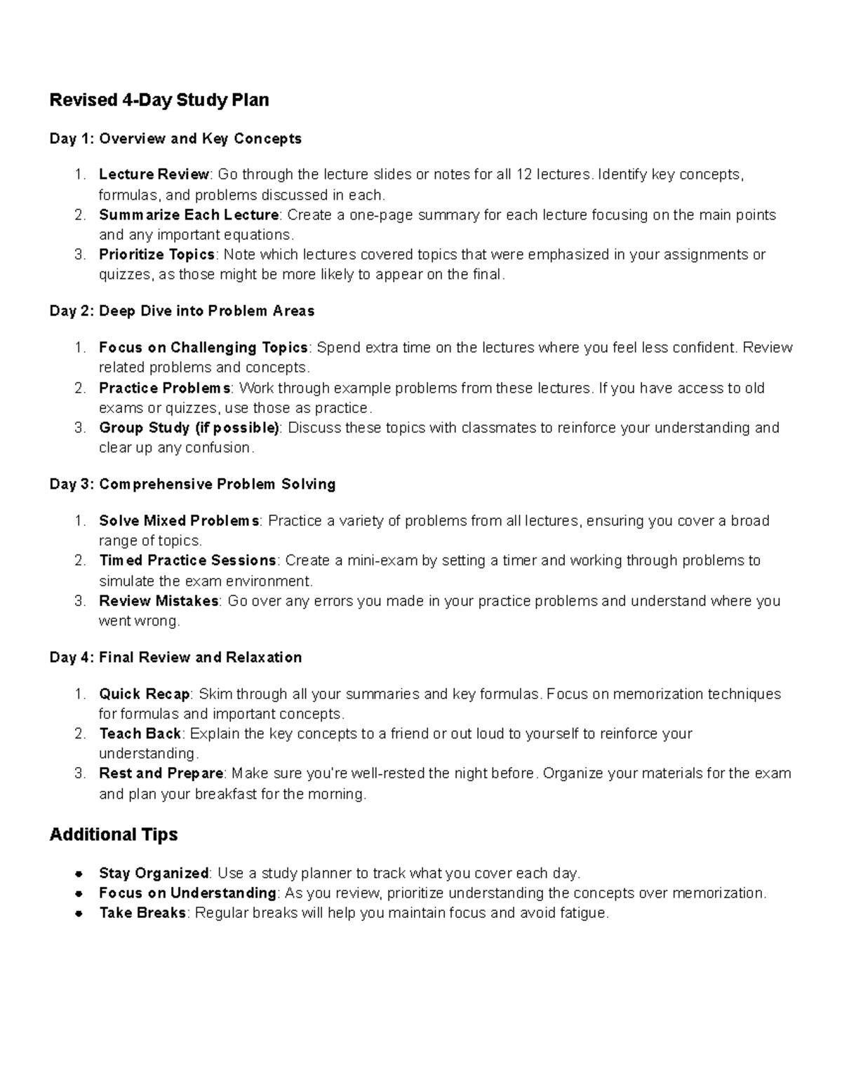 Statics (CIV101) Final Exam Study Guide: 4-Day Prep Plan - Studocu