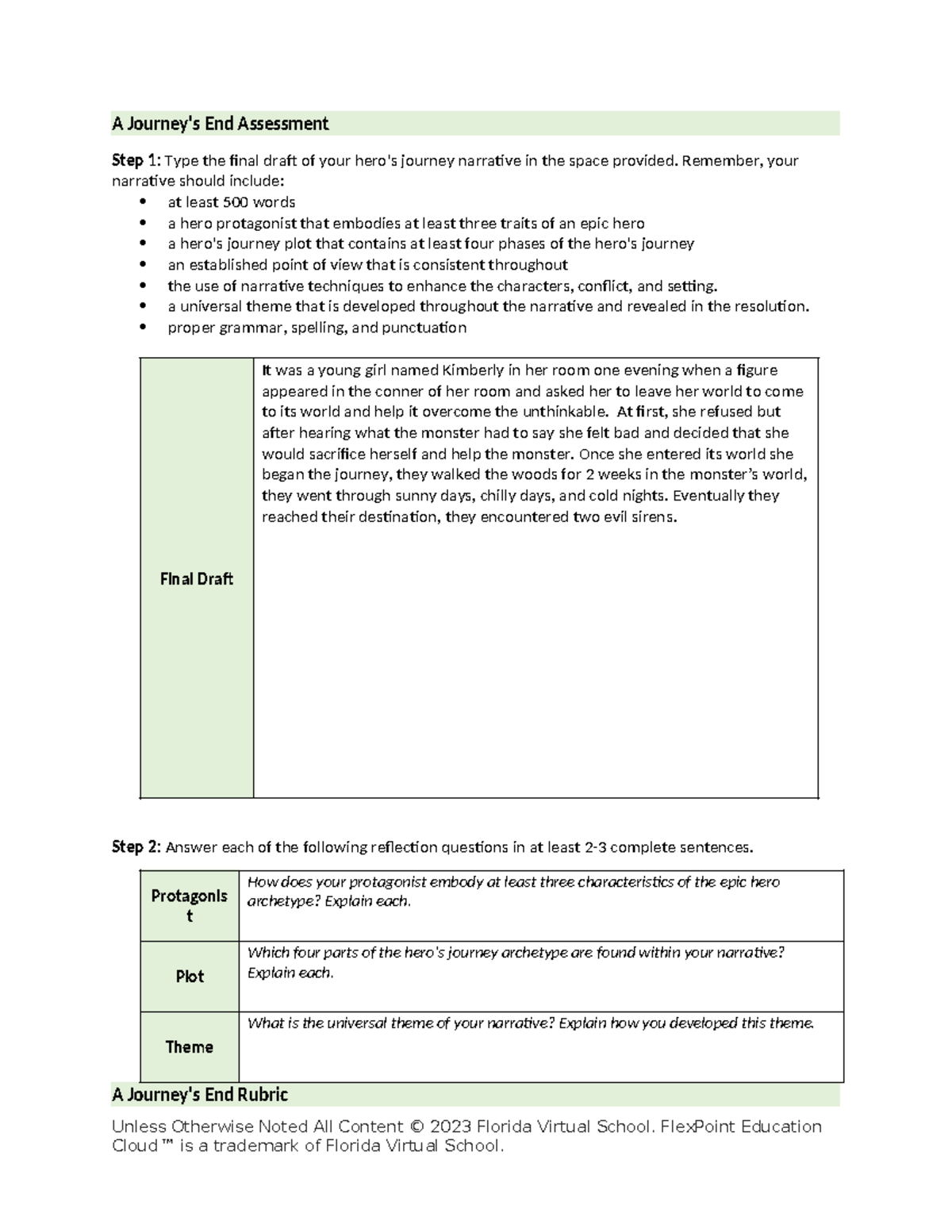 A Journey's End Assessment: Epic Hero and Narrative Techniques - Studocu